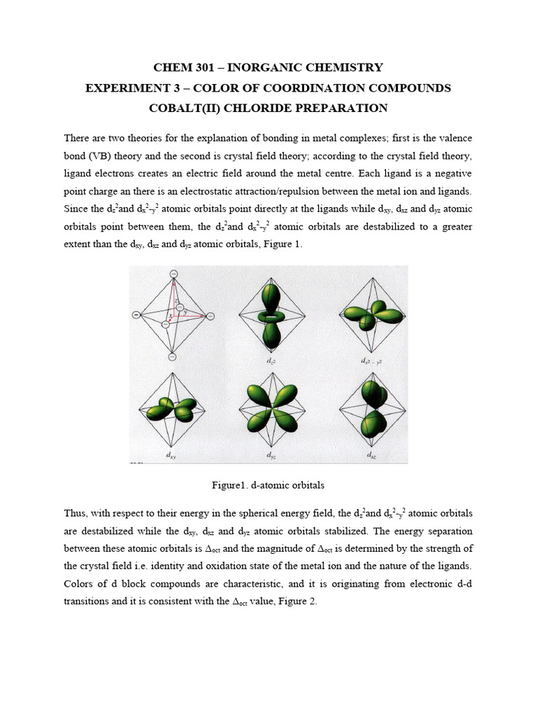 Exp 3-Cobalt (II) Chloride | PDF | Coordination Complex | Ligand