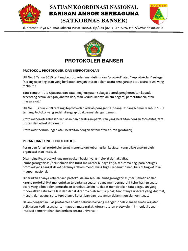 Protokoler Banser dan Tugasnya | PDF | Karier & Perkembangan
