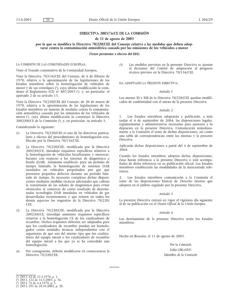Directiva 2003 76 CE | PDF | Comisión Europea | Directiva (Unión Europea)