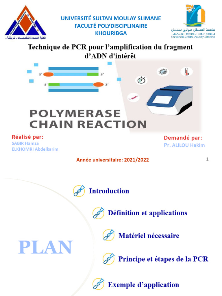 Technique PCR : Principe et Applications | PDF | Réaction en chaîne par ...