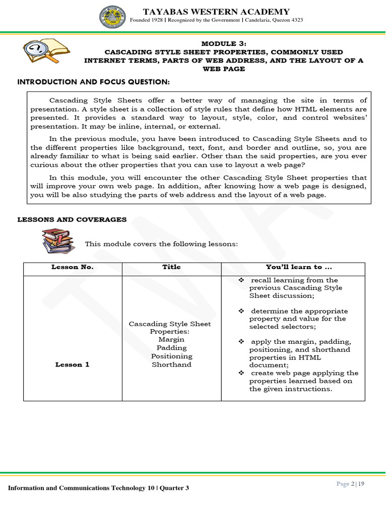 Ict Module (W1-3) Q3 | PDF | World Wide Web | Internet & Web