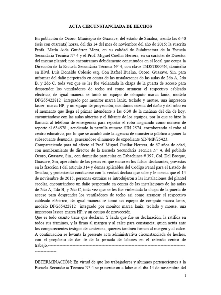Ejemplo de Acta de Hechos 2-20171113-183333237 | PDF