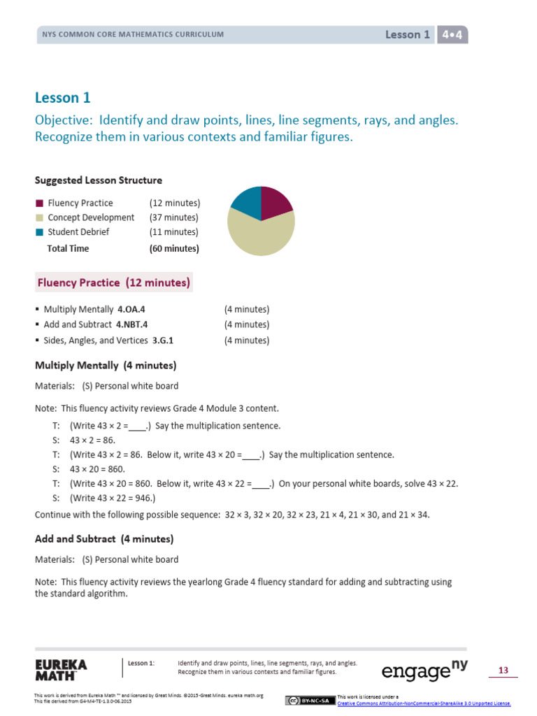 Math g4 m4 Topic A Lesson 1 | PDF | Angle | Mathematics
