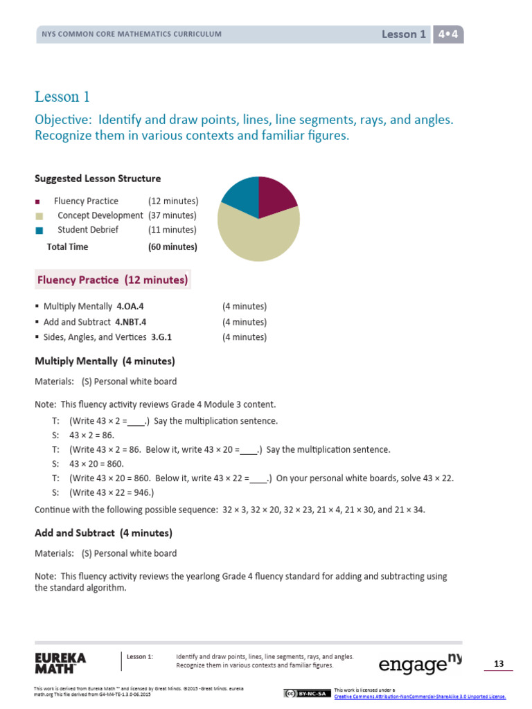 Math g4 m4 Topic A Lesson 1 | PDF | Angle | Mathematics