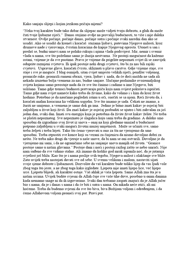 Kako Sanjaju Slijepi I Kojim Jezikom Pričaju Nijemi | PDF