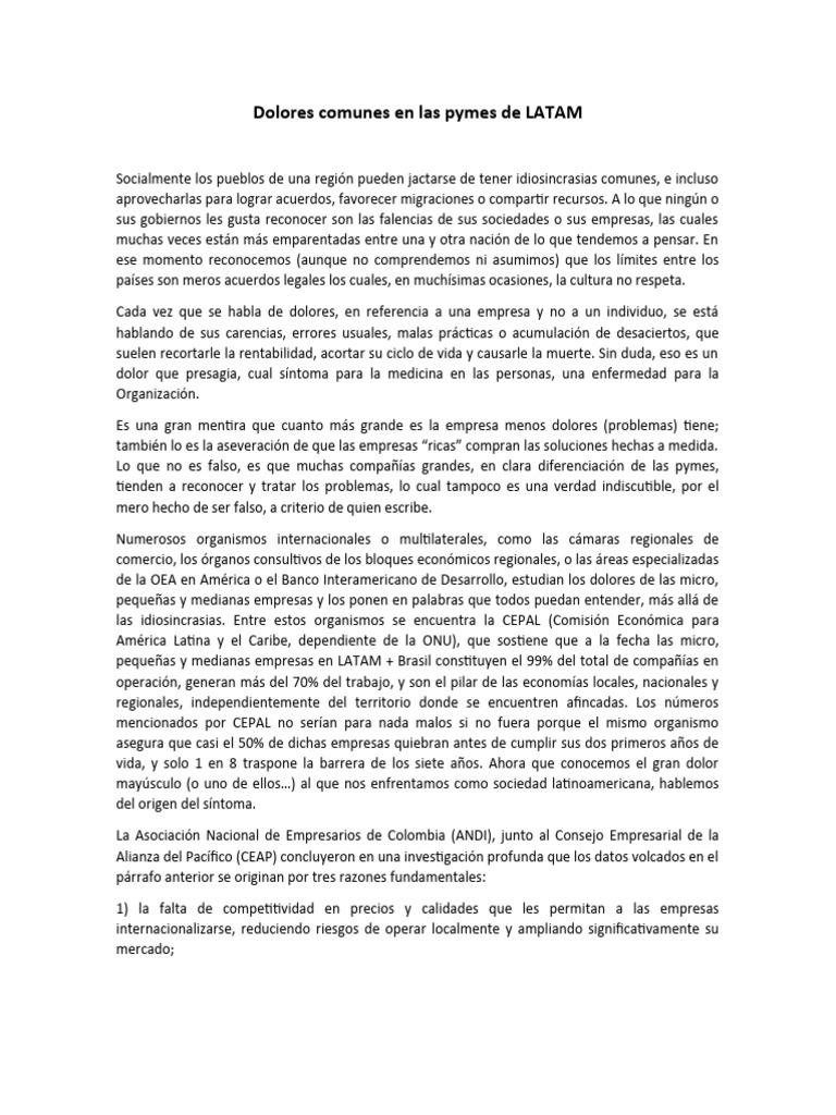 Dolores Comunes en Las Pymes de LATAM - Rev0 - 230114 | PDF | America ...