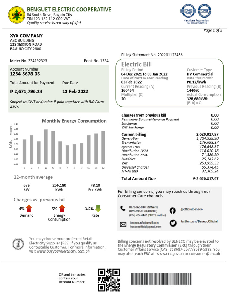 New BENECO Bill Format-V2 | PDF | Value Added Tax | Economies