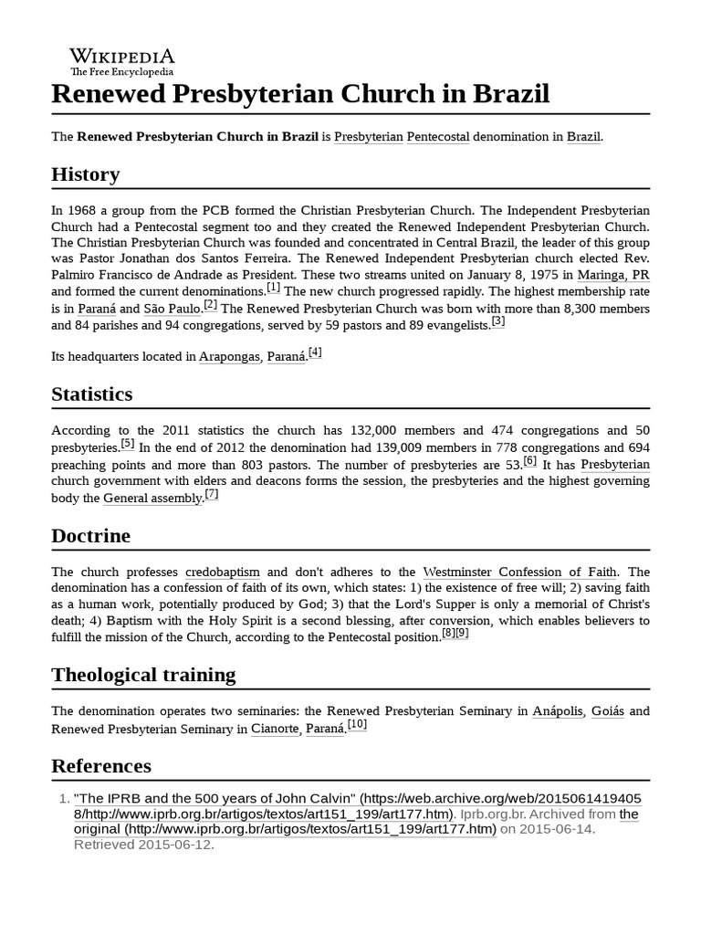 Renewed Presbyterian Church in Brazil | PDF | Christian Organizations ...