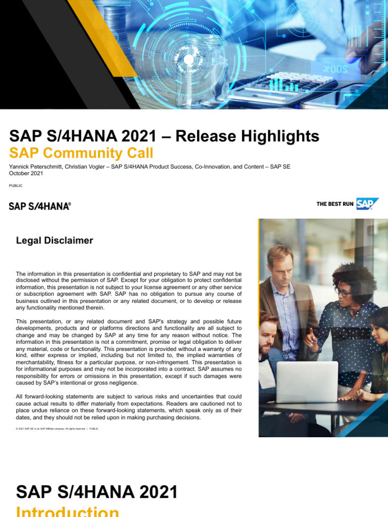 SAP S - 4HANA 2021 Release Highlights | PDF | Microsoft Excel | Analytics