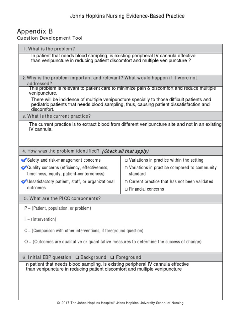 2017 Appendix B Question Development Tool | PDF | Evidence Based ...