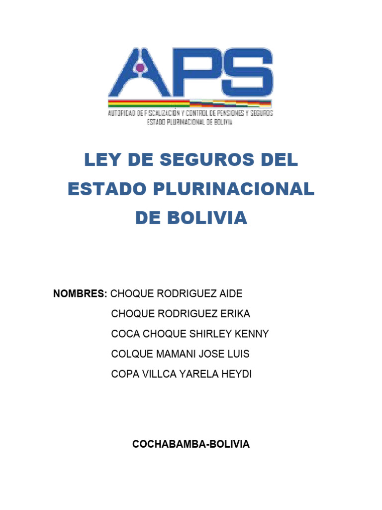 Ley de Seguros Del Estado Plurinacional de Bolivia | PDF | Seguro | Reaseguro