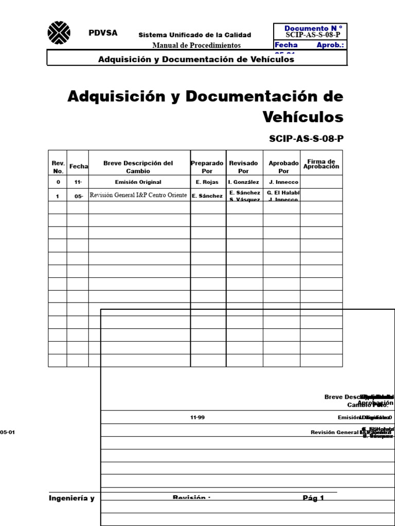 SCIPASS08P Rev1 AdquisicionDocVehiculos | PDF | Presupuesto | Camión