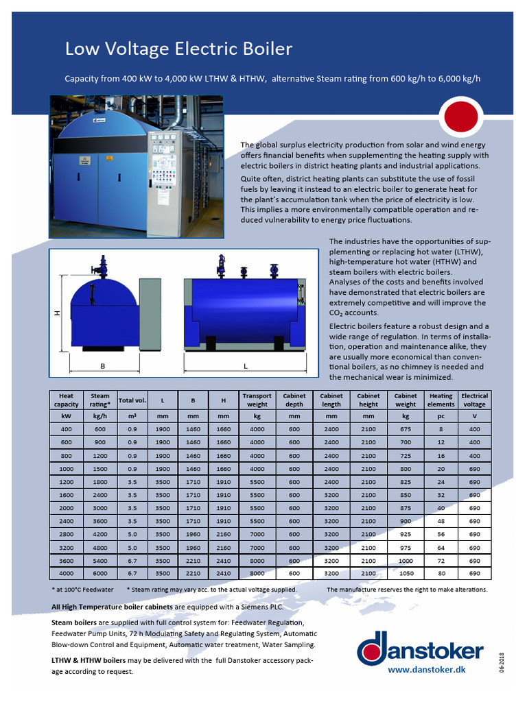 Datasheet Electric Boilers GB 06 18 | PDF | Boiler | District Heating