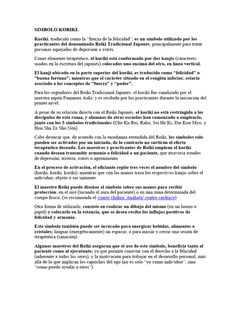 Simbolo Koriki | PDF | Reiki | Kanji