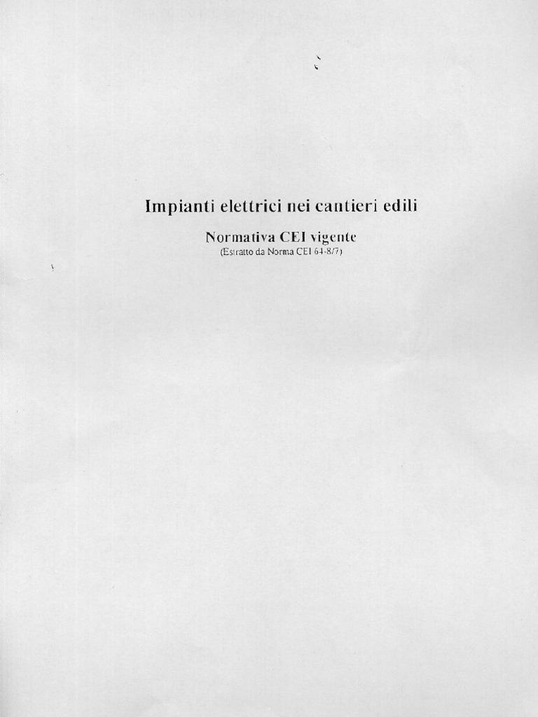 Impiantistica - Impianti Elettrici Nei Cantieri Edili Norma Cei 64 8-7 | PDF