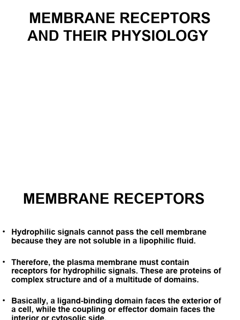 Membrane Receptors: Types and Functions | PDF | Cell Signaling | Ion ...