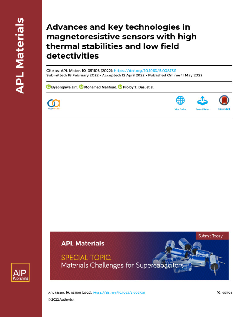 PHE - Advances and Key Technologies - APL - Matreials | PDF | Electrical Resistivity And ...