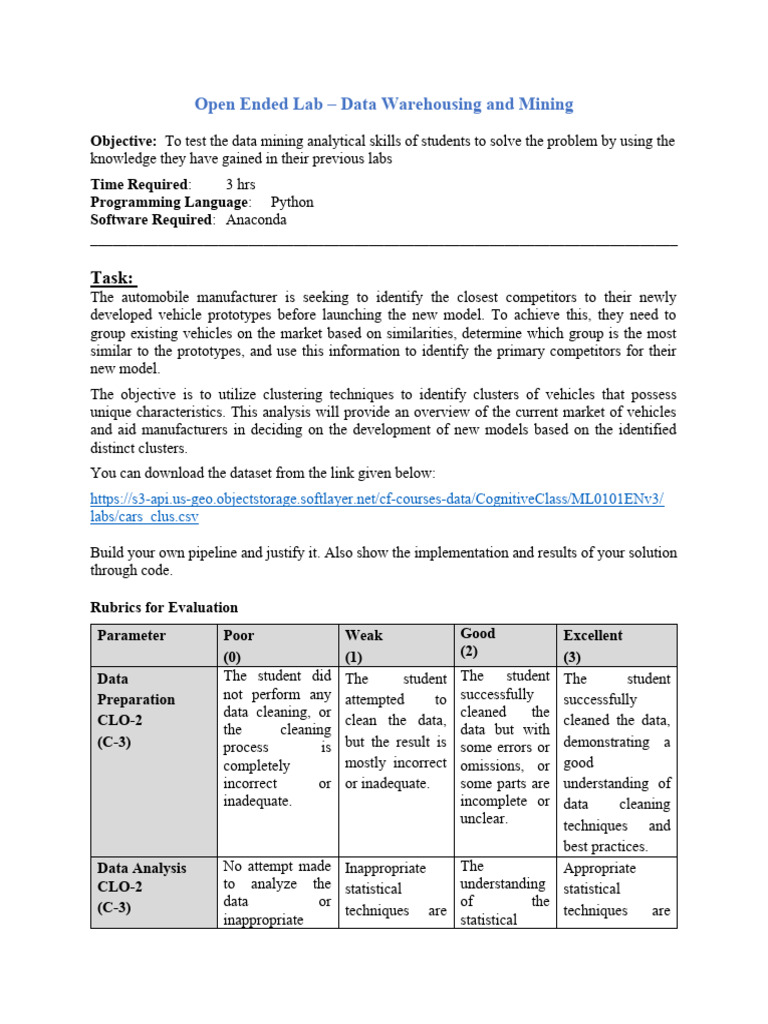 DWM Lab 11 (Open Ended Lab) | PDF | Statistics | Data
