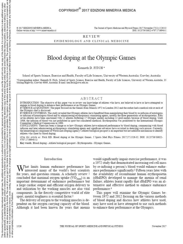 Blood Doping at The Olympic Games | PDF | Doping In Sport | Blood