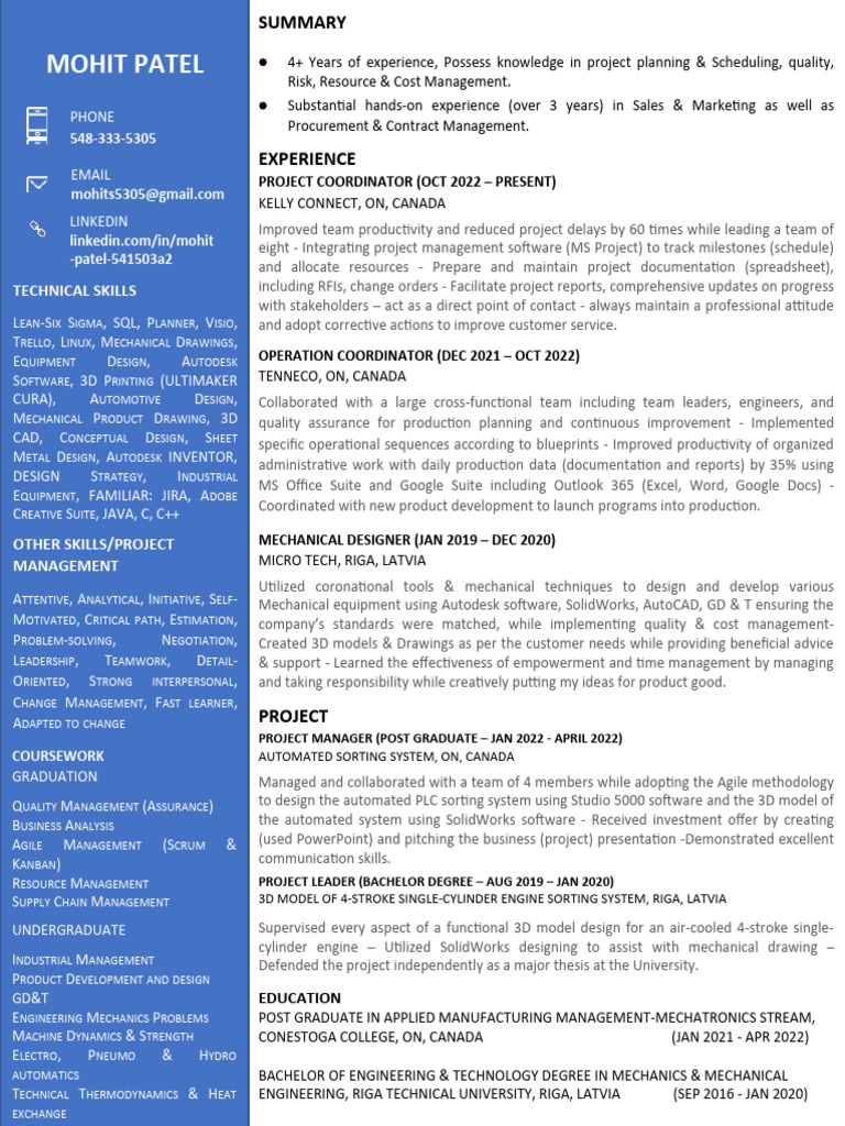 Resume Mohit Patel | PDF | Agile Software Development | Business Resume Mohit Patel | PDF | Agile Software Development | Business