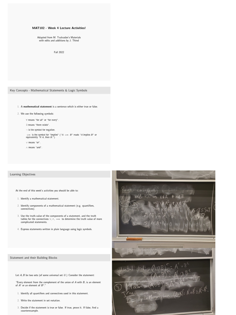 Mat102 Week 4 Annotated | PDF | Truth | Mathematics