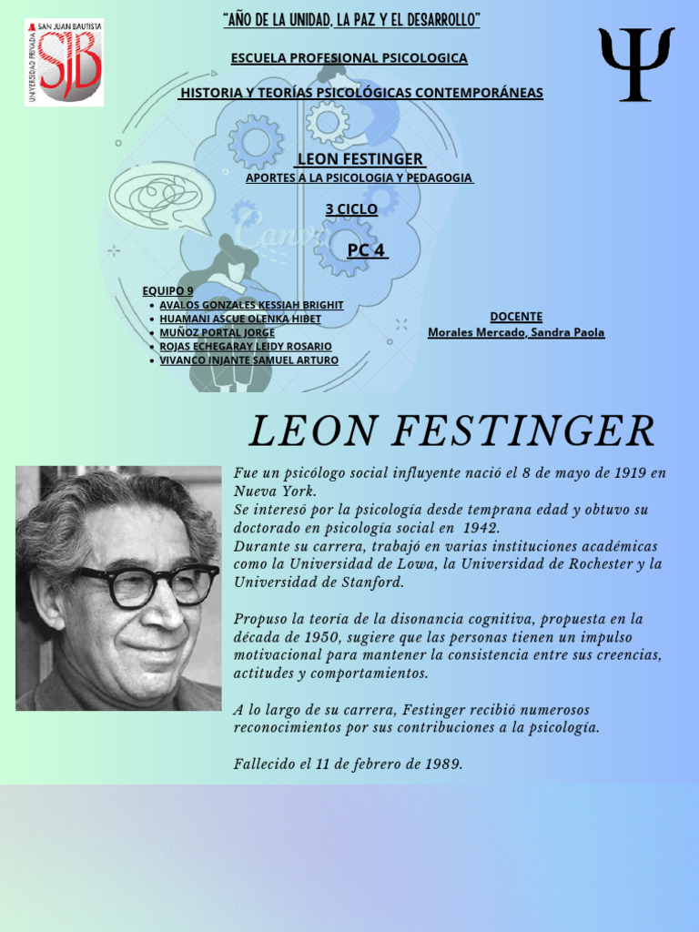 PC 4 Exposicion de Leon Festinger | PDF | Sicología | Psicología Social