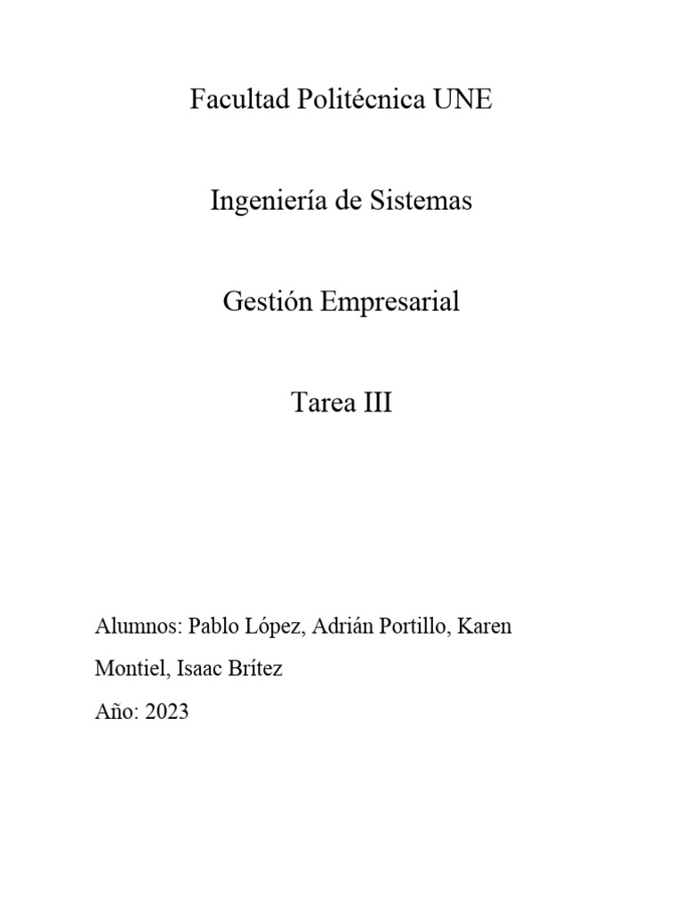 Tarea III Gestion E. | PDF | Software | Business Tarea III Gestion E. | PDF | Software | Business