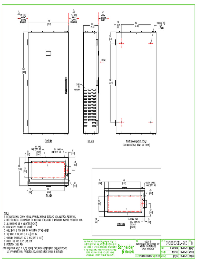 GVBBB630EL-2CB-Battery Breaker Box Two 630A DC Breakers For Galaxy ...