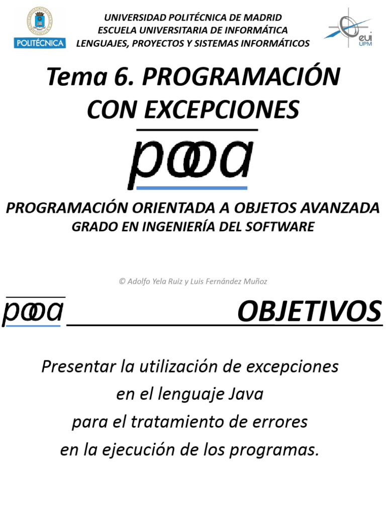Programación Java: Manejo de Excepciones | PDF | Lenguaje de programación | Programación de ...