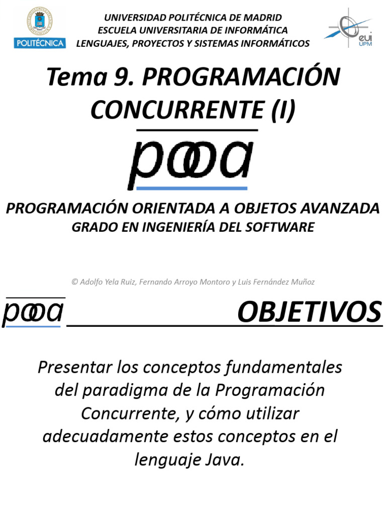 POOA Teoría 9. Programación Concurrente (I) | PDF | Programación | Programa de computadora