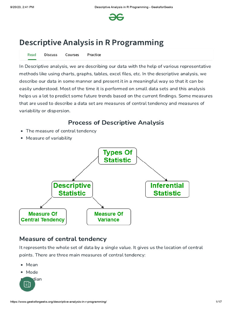 Descriptive Analysis In R Programming Geeksforgeeks 1 12 Download Free Pdf Quartile