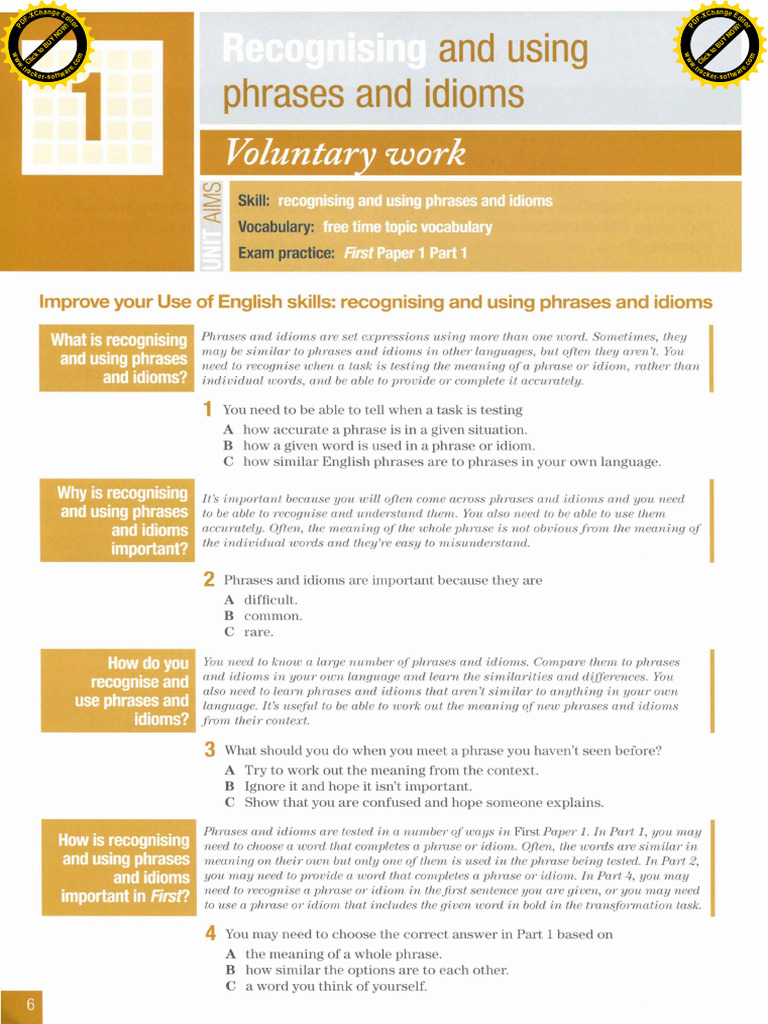 Use of English Part 1 (U1,5,9) - Improve Your Skills - 2 | PDF | Meal | English Language