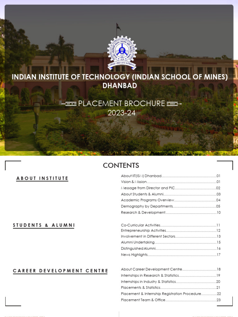 IIT (ISM) Placement Brochure 2023-24 | PDF | Engineering