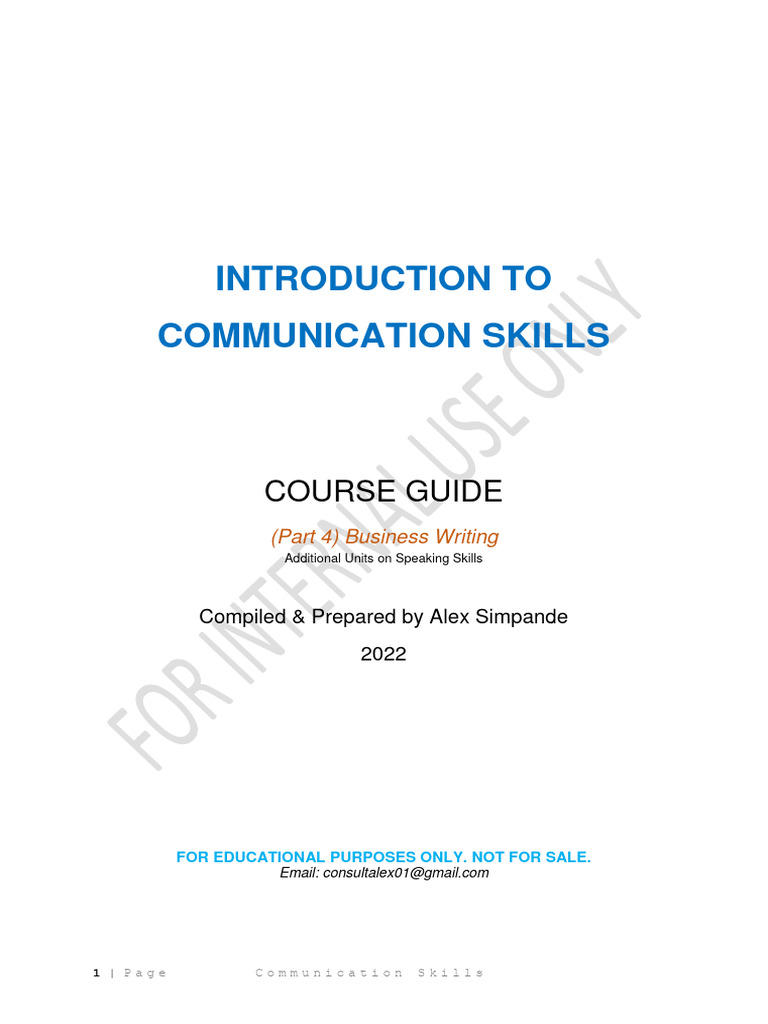 Intro To Comm - Course Guide 4 - REVISED - V | PDF | Memorandum | Job ...