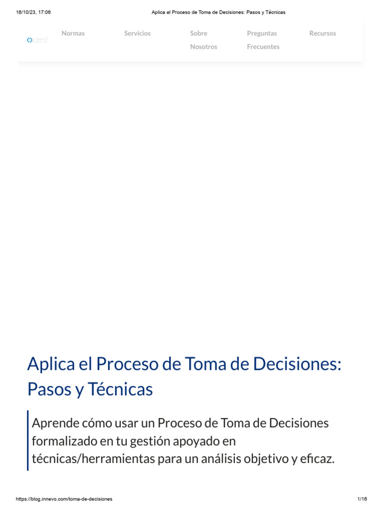 Aplica El Proceso de Toma de Decisiones - Pasos y Técnicas | Descargar gratis PDF | Toma de ...