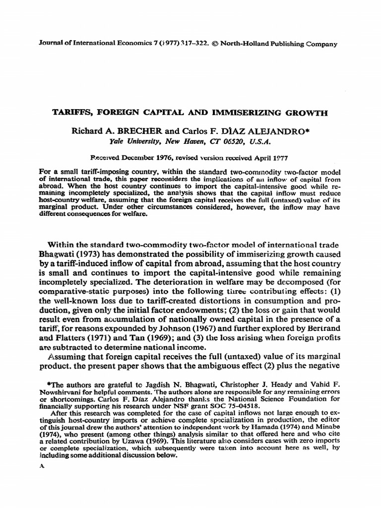 Brecher 1977 | PDF | Profit (Economics) | Tariff