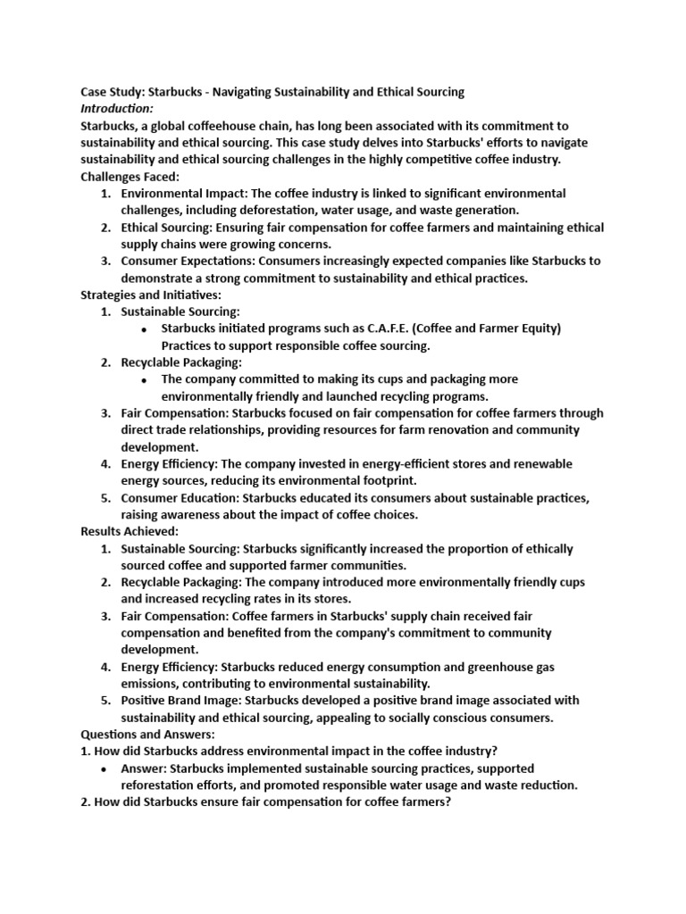 Case Study - CSR Starbucks | PDF | Sustainability | Starbucks