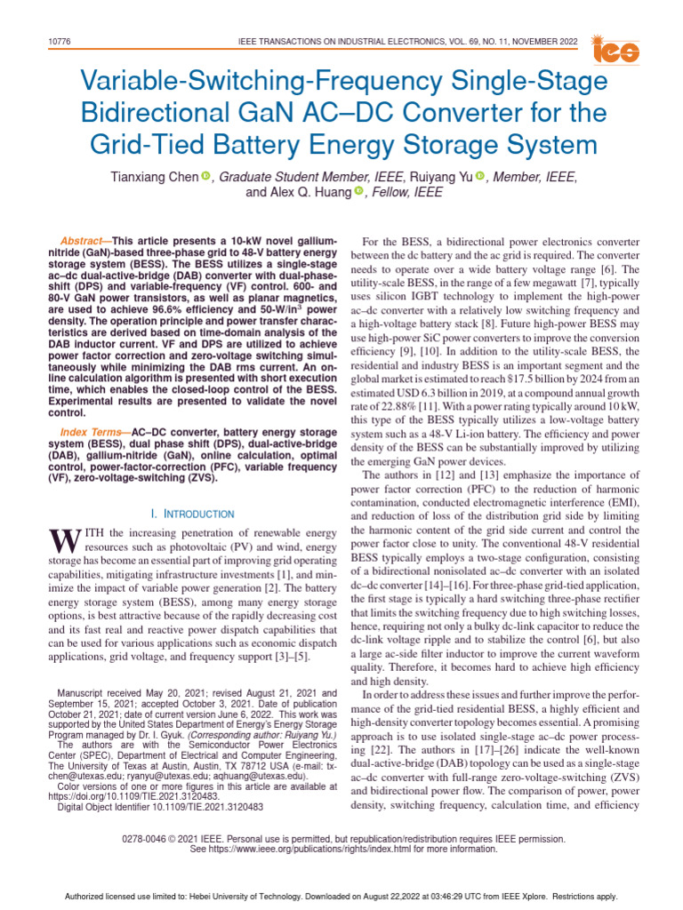 Variable-Switching-Frequency Single-Stage Bidirectional GaN ACDC ...