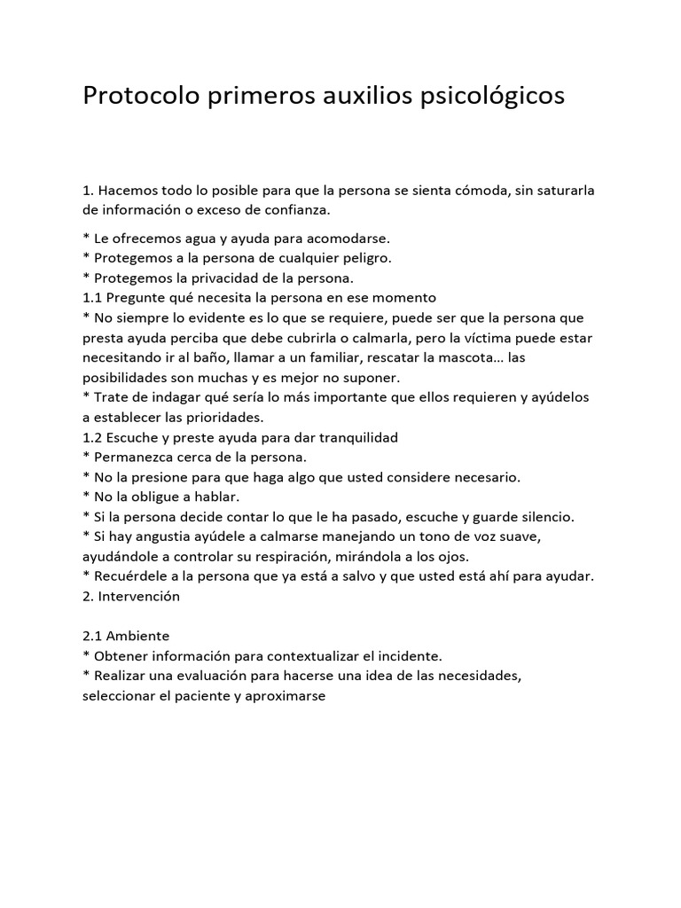 Protocolo Primeros Auxilios Psicológicos | PDF | Autosuperación | Estilo de vida