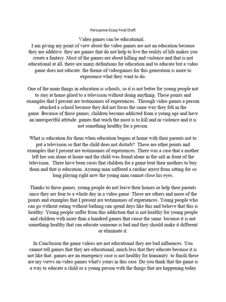 Copia de Persuasive Essay Final Draft 2 | PDF