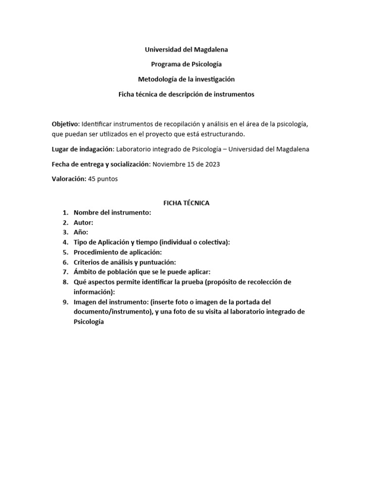 Ficha de revisión - Instrumentos (Lab.integrado)-1 | PDF Ficha de revisión - Instrumentos (Lab.integrado)-1 | PDF