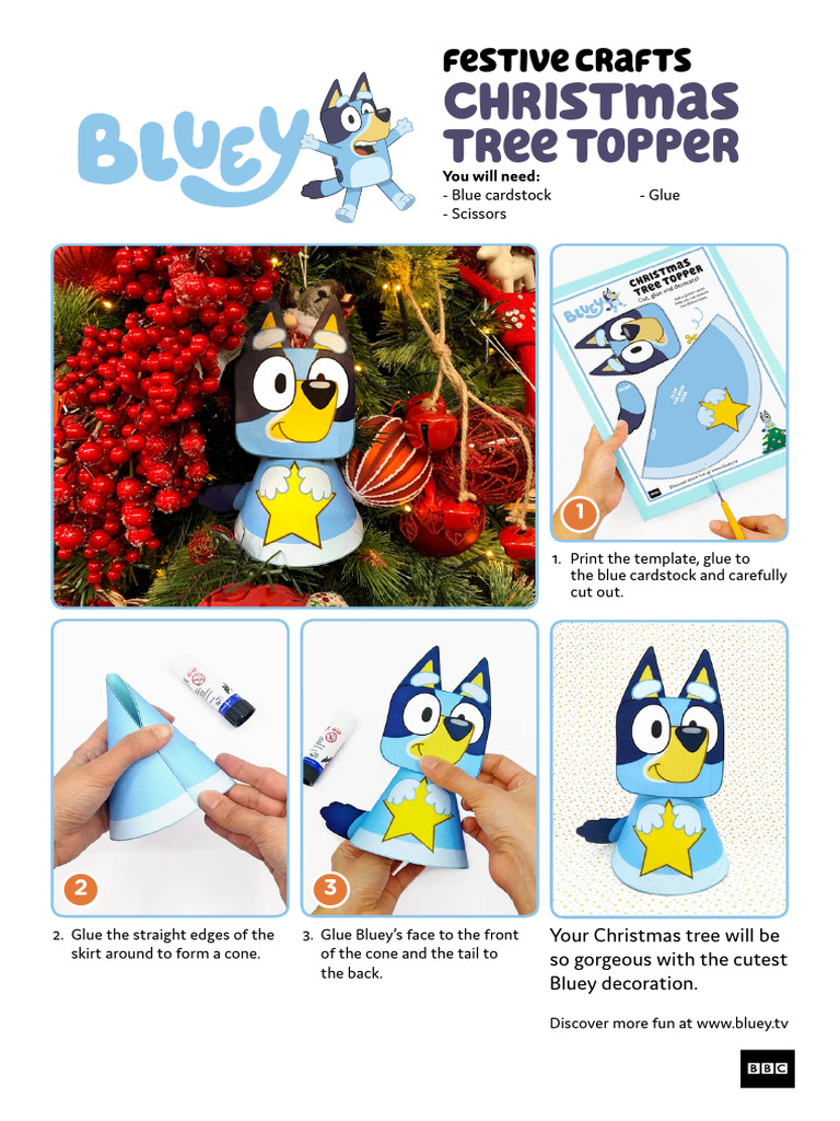 Bluey Christmas Tree Topper | PDF