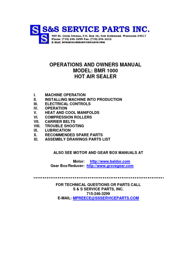 BMR 1000 Hot Air Sealer Manual | PDF | Belt (Mechanical) | Mechanical ...