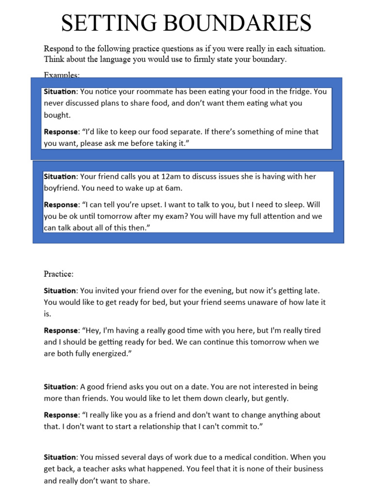 SETTING BOUNDARIES Social Health | PDF | Self-Improvement