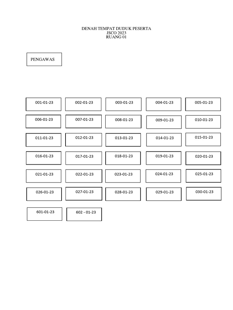 Fix Denah Tempat Duduk Peserta Jsco 2023 | PDF