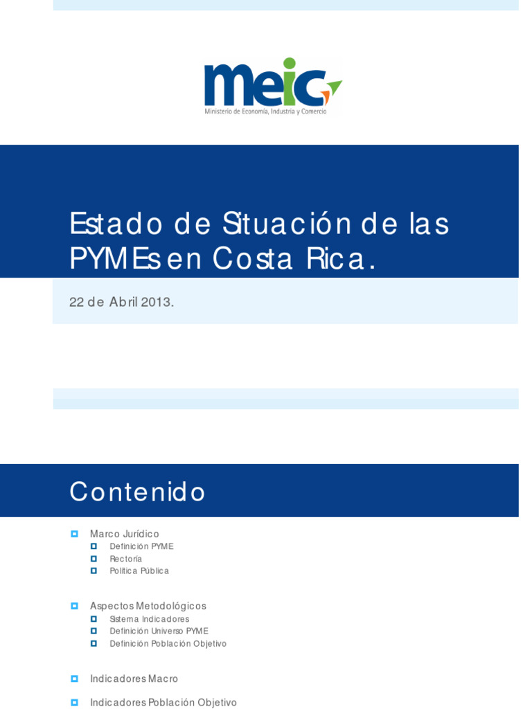 Estado de las PYMEs en Costa Rica 2013 | PDF | Pequeñas y medianas ...