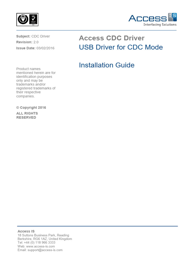 Access CDC Driver Installation | PDF | Device Driver | Installation ...