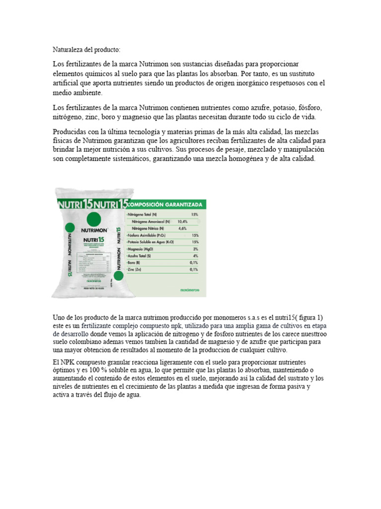 Fertilizantes Nutrimon: Innovación y Sostenibilidad | PDF ...