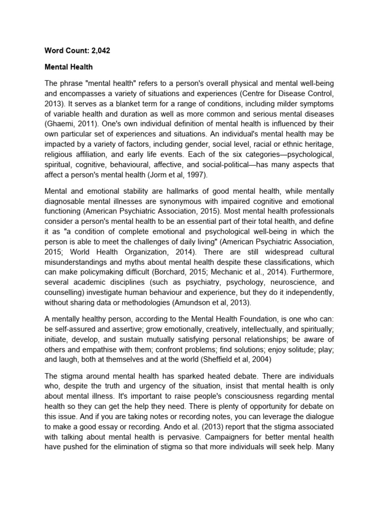 Mental Health Assignment | PDF | Mental Health | Mental Disorder