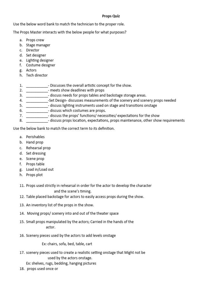 Props Quiz 2020 | PDF | Art